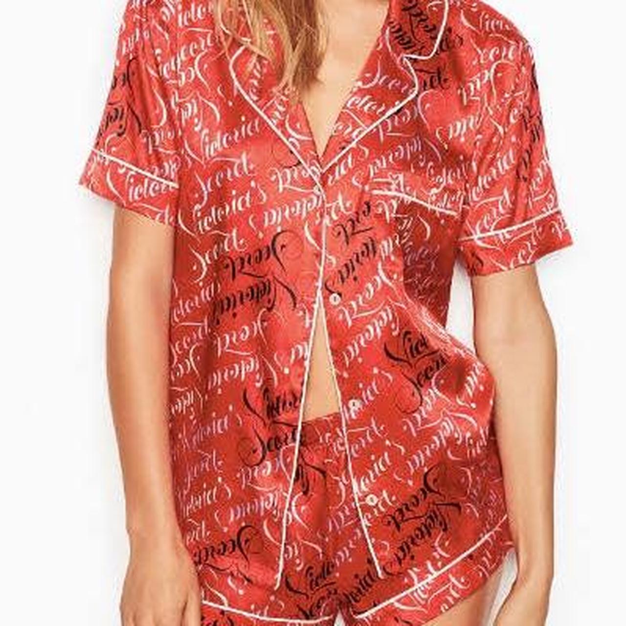 Victoria’s Secret red pyjamas button up short sleeve... - Depop
