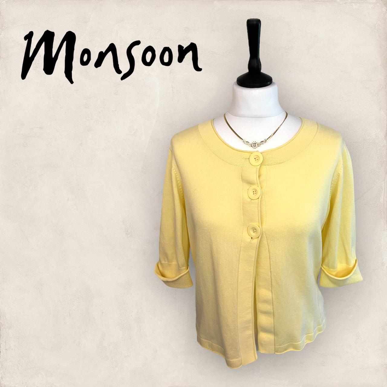 Monsoon Yellow Cotton Mix Summer Cardigan UK... - Depop