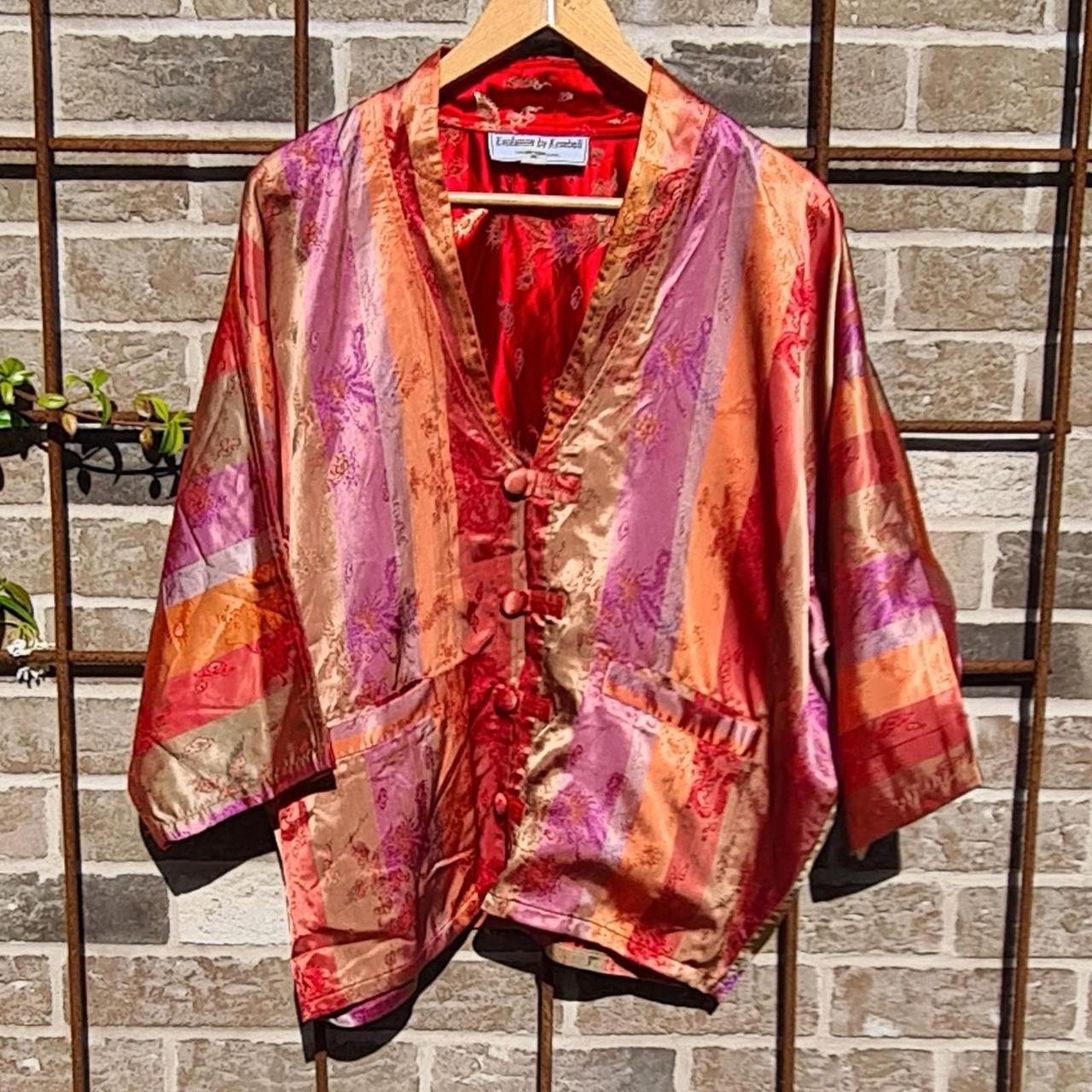 Nepalese Silk Jacket With Dragon Pattern Vertical... - Depop