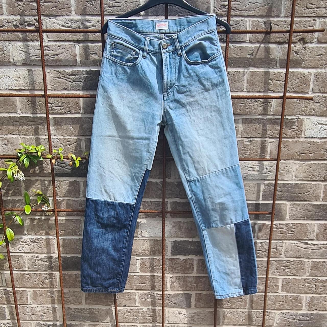 Patchwork Mom Jeans by Gorman Blue patchwork jeans... - Depop