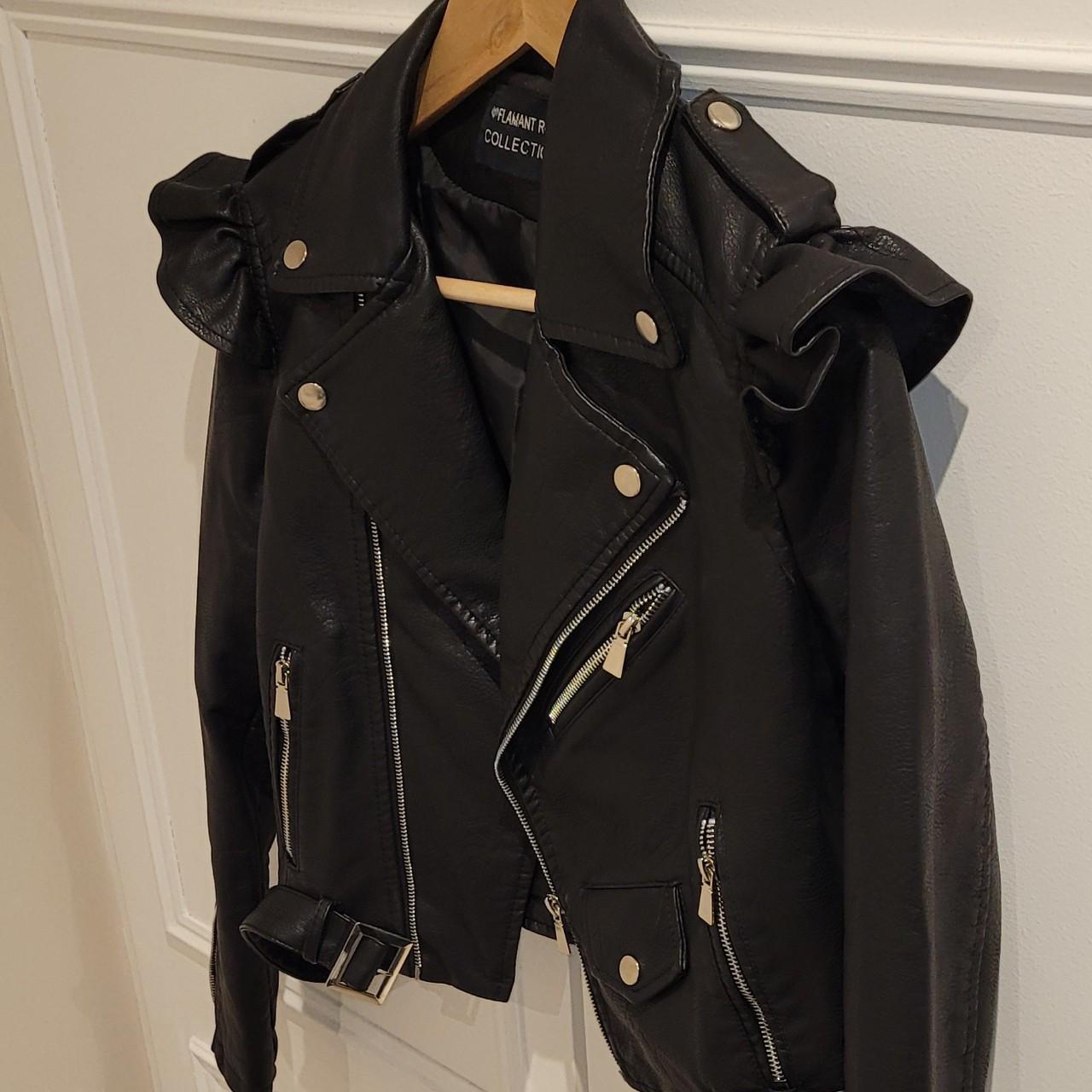 Flamant Rose Faux Leather Women Size XS Jacket Biker... - Depop