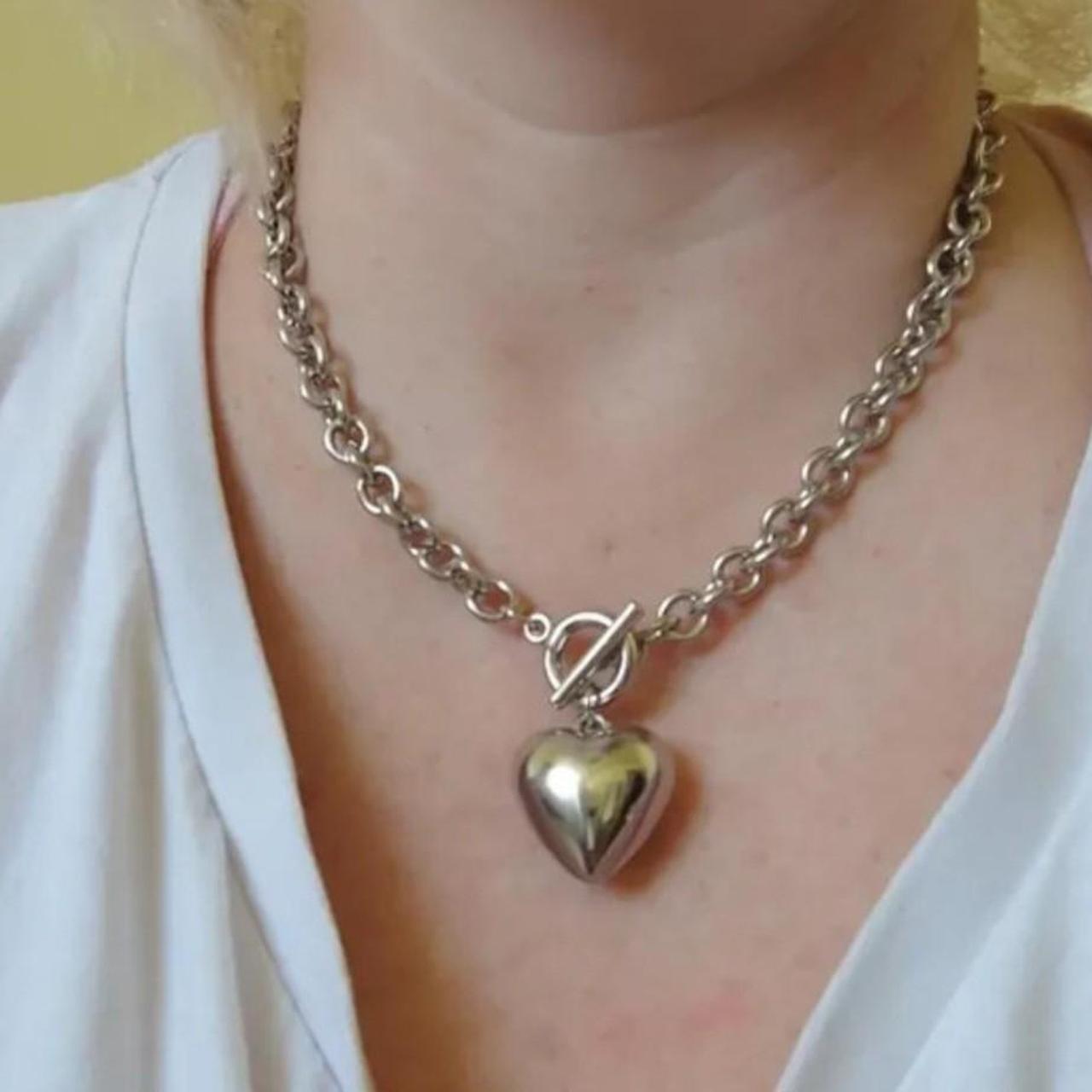 Chunky easy front fasten Steel Heart... - Depop