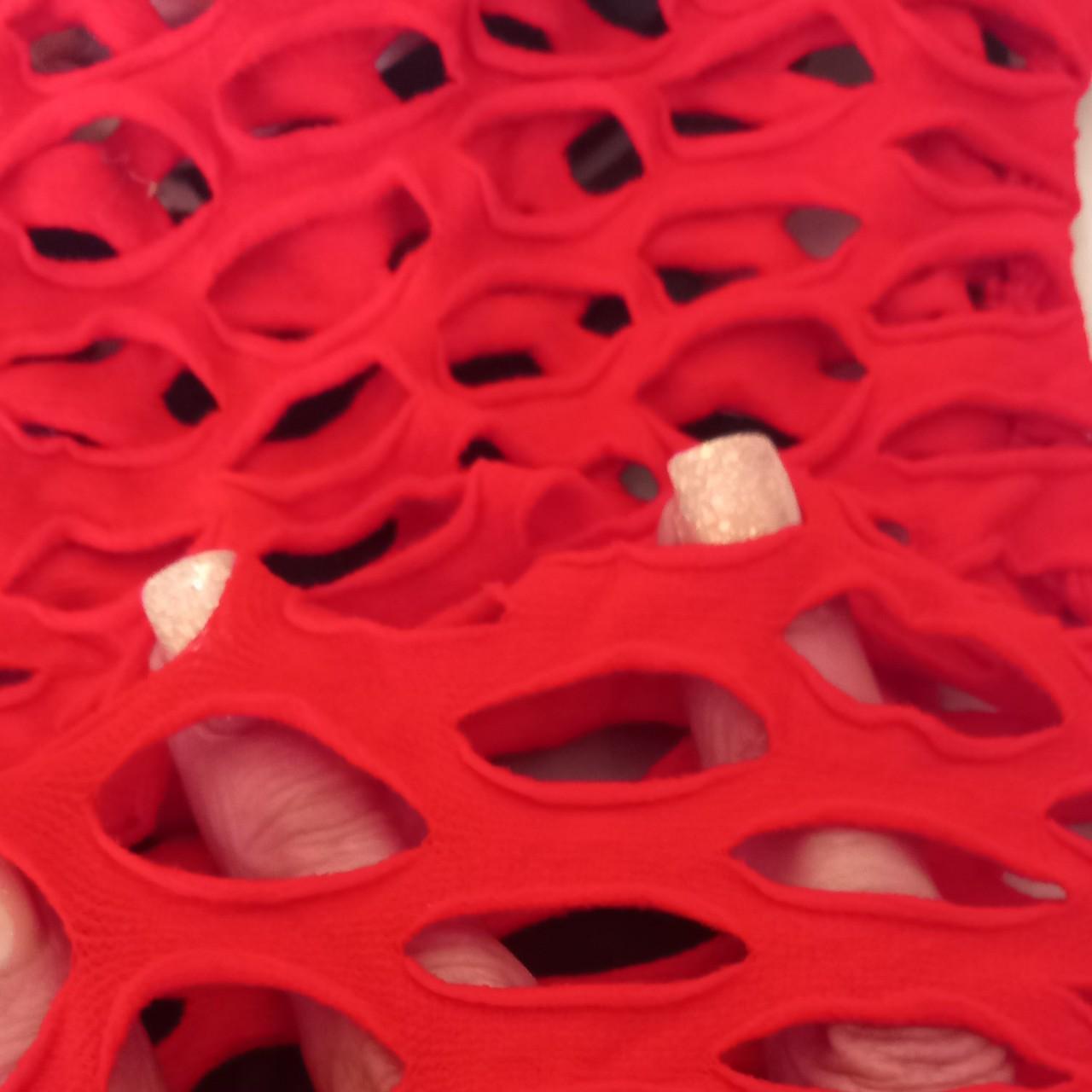 Red Fishnet dress and embellished thong Fits size... - Depop