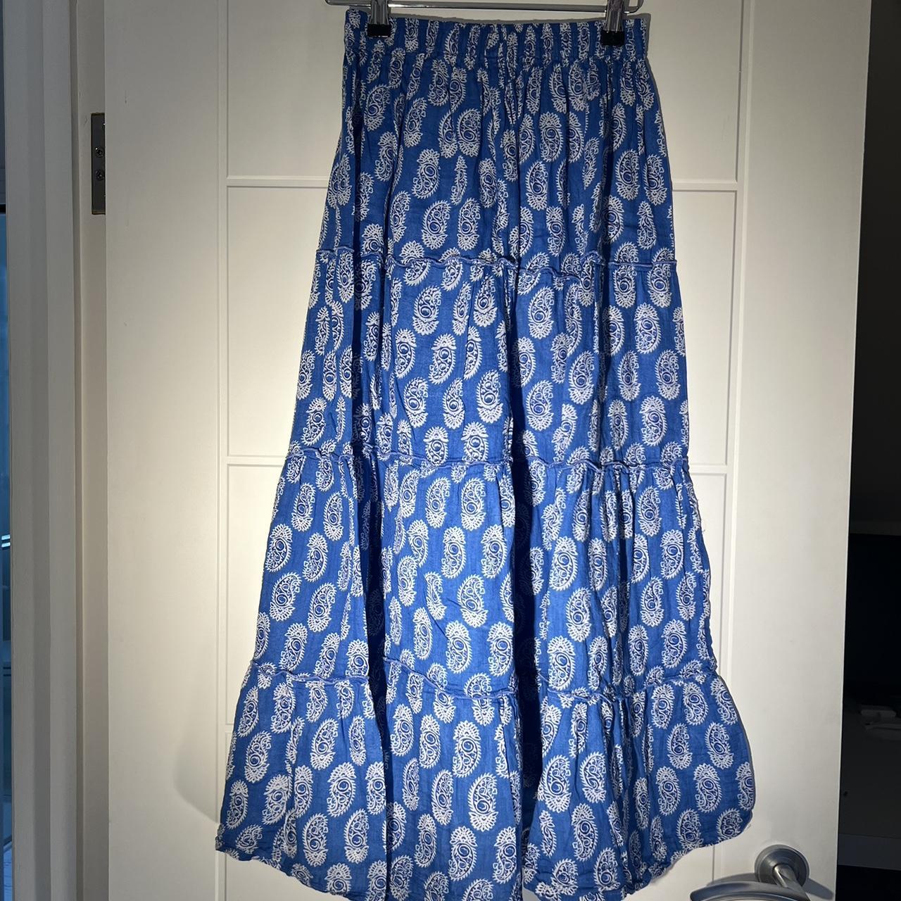 Hoboko cotton blue light weight maxi skirt in... - Depop