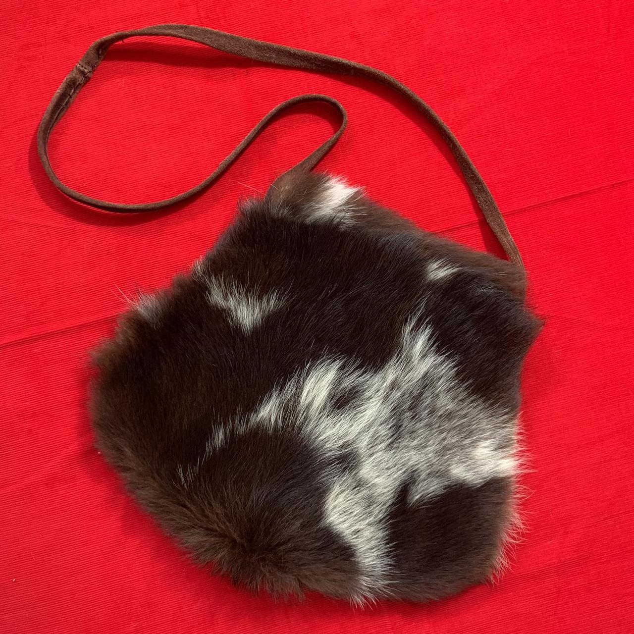 Vintage brown suede and animal hide bag Good... - Depop