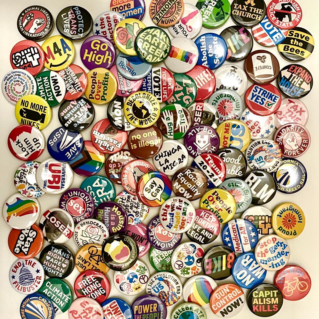 10-Pack: Fun Progressive Leftist Mini Pin-Back... | Depop