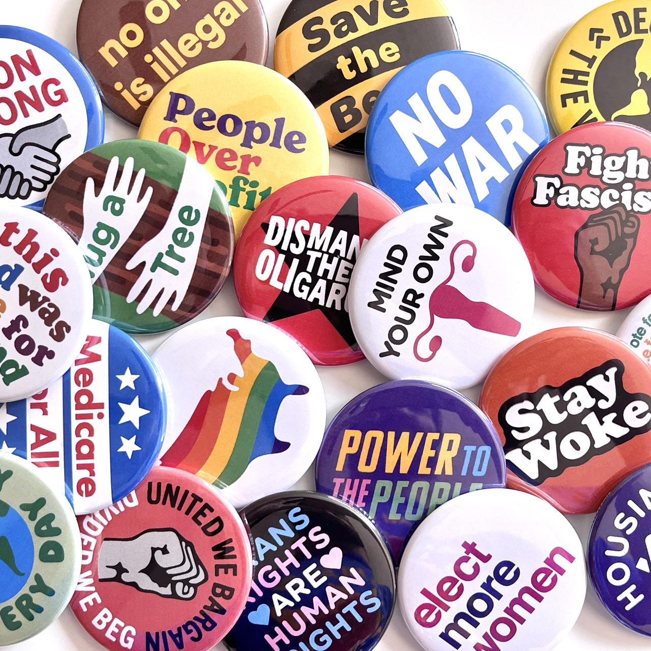 10-Pack: Fun Progressive Leftist Mini Pin-Back... | Depop