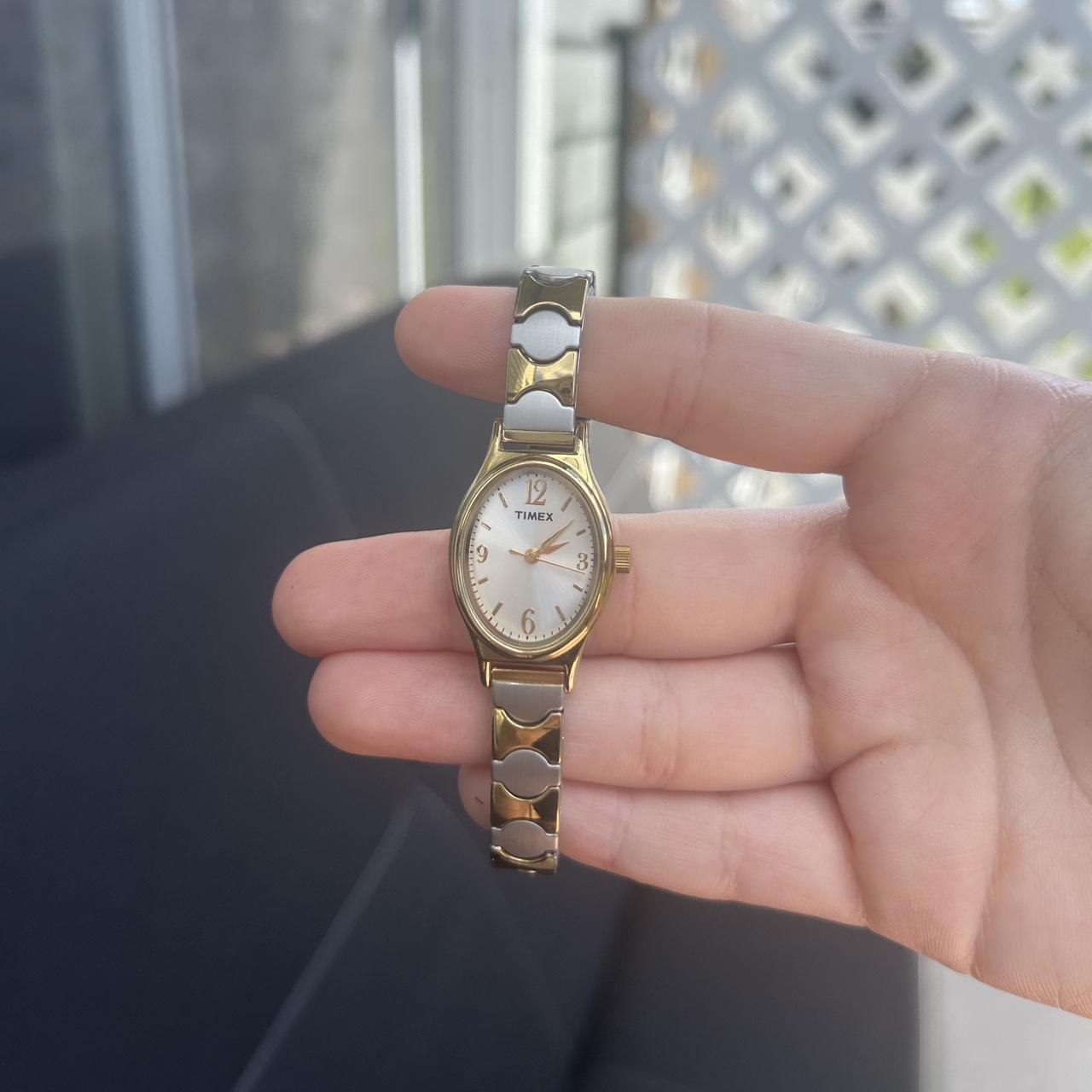 Beautiful dainty silver and gold Timex wrist watch,... - Depop