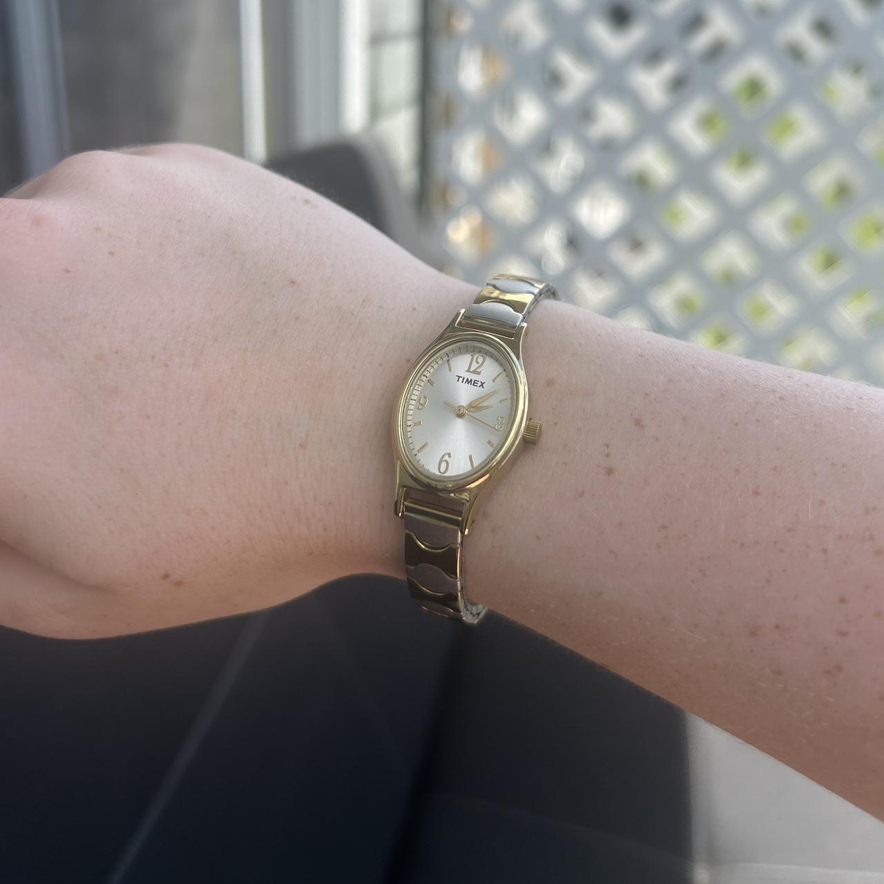 Beautiful dainty silver and gold Timex wrist watch,... - Depop