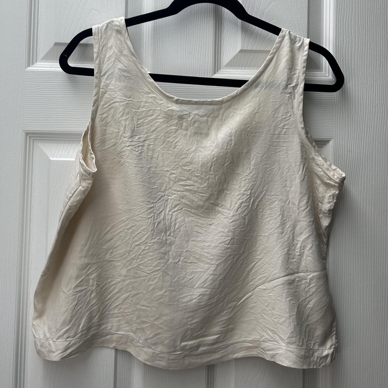 Cream 100% silk tank top #boho #cottagecore #silk... - Depop
