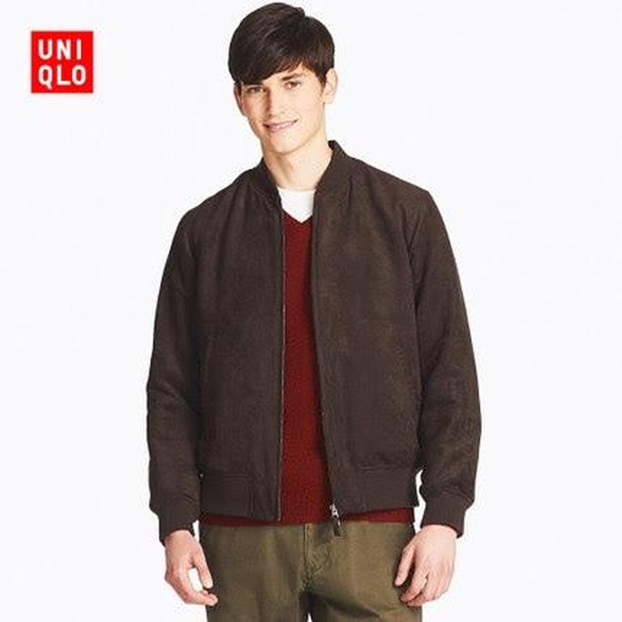 Uniqlo Faux Suede Bomber Jacket in a Japan size... - Depop