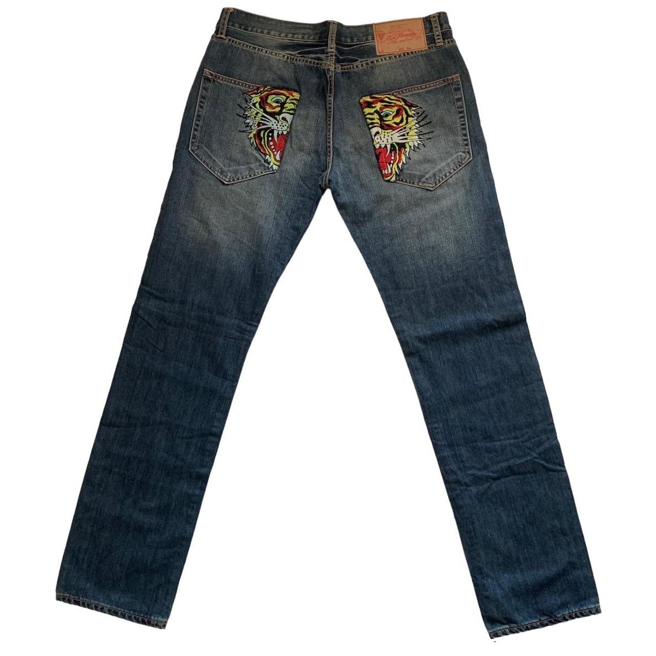 Ed Hardy Tiger Embroidery Jeans Size: W34”/... - Depop