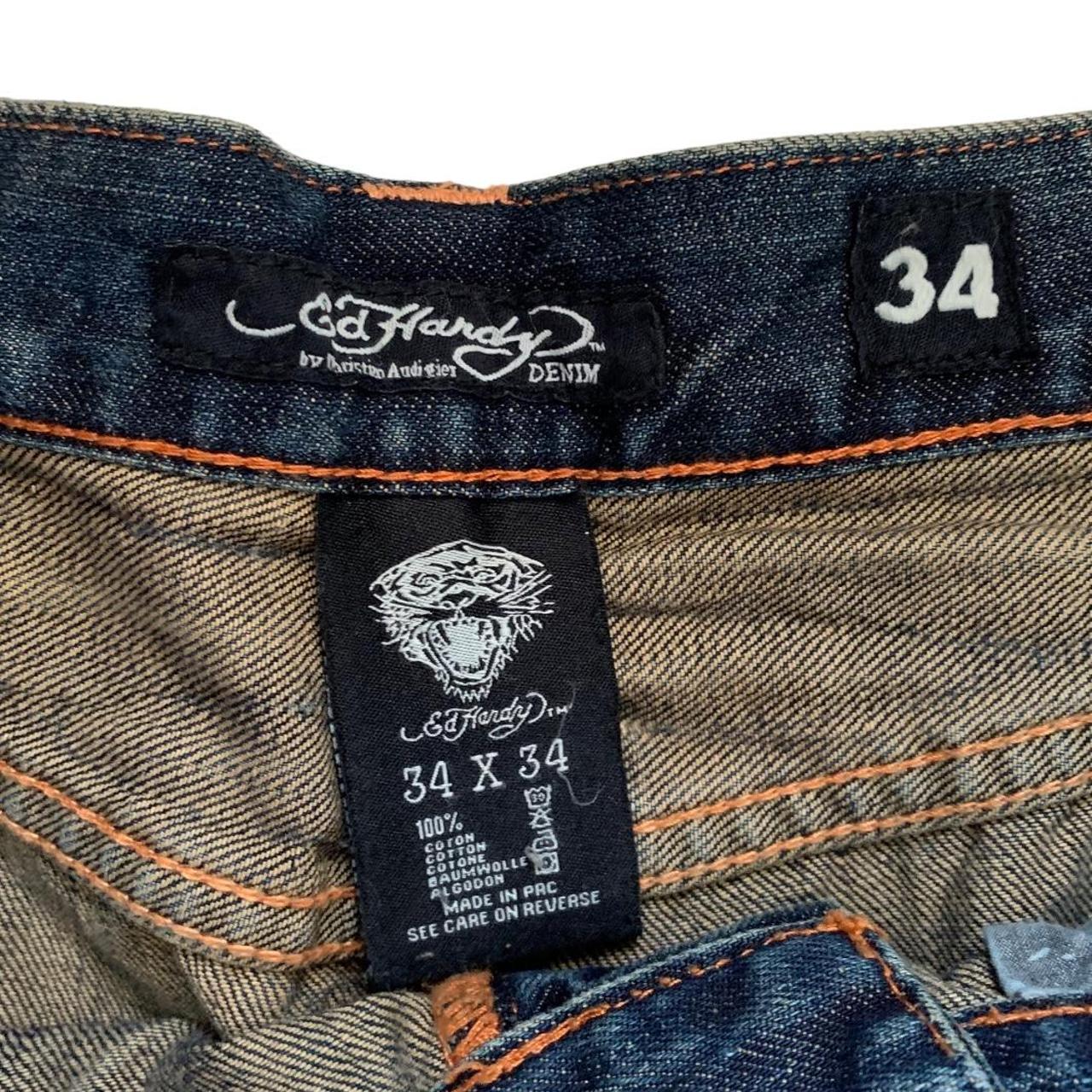 Ed Hardy Tiger Embroidery Jeans Size: W34”/... - Depop