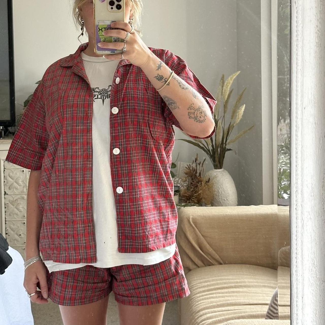 Matching red chex pj set - Depop