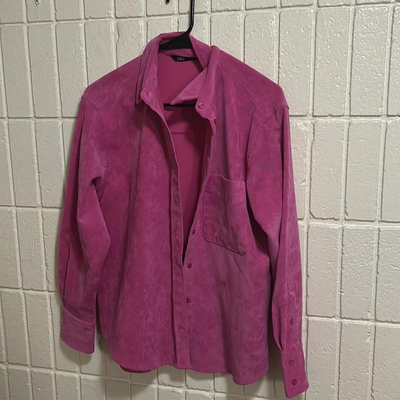 Zara pink shacket/long sleeve shirt - Depop
