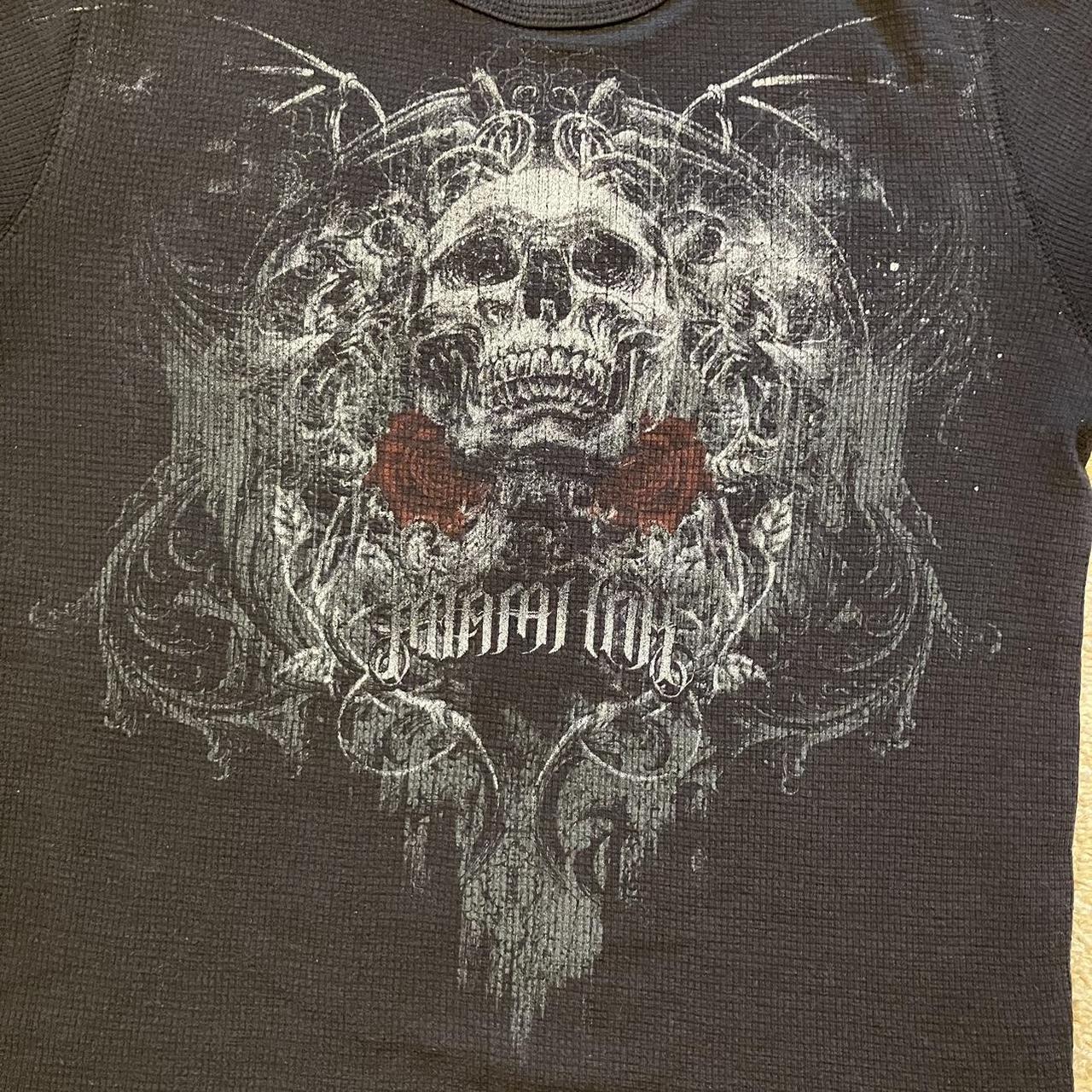 the perfect skull thermal long sleeve!! so grunge.... - Depop