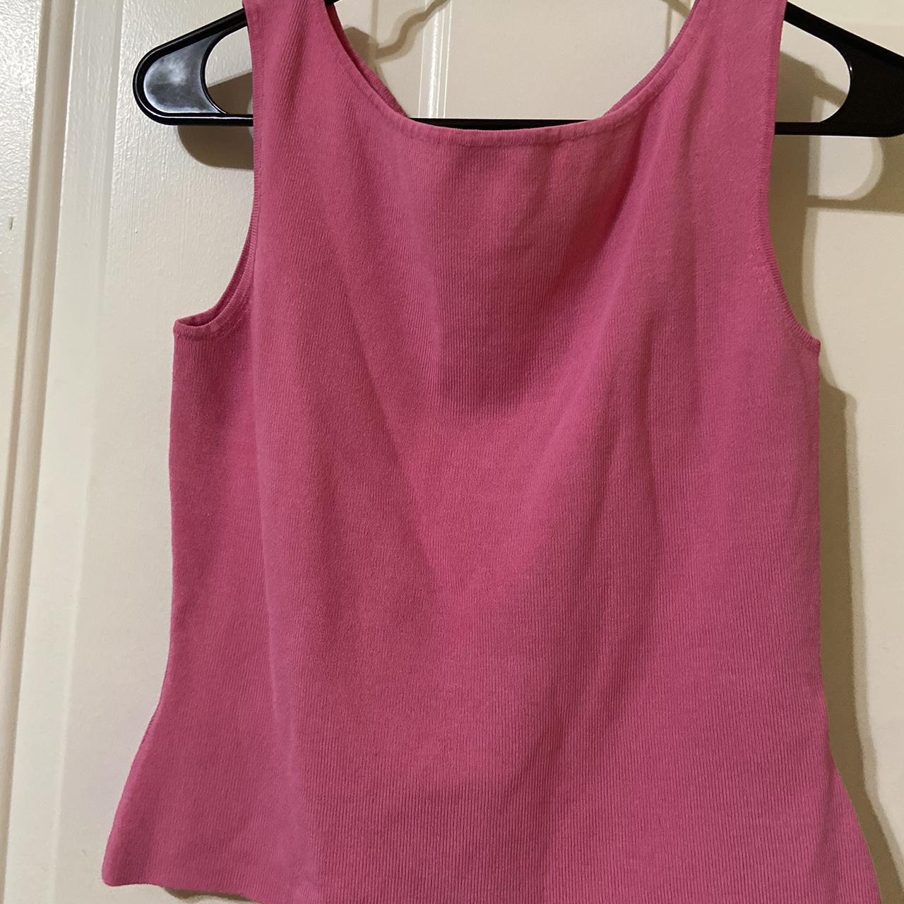 Bright pink muscle semi cropped top - Depop