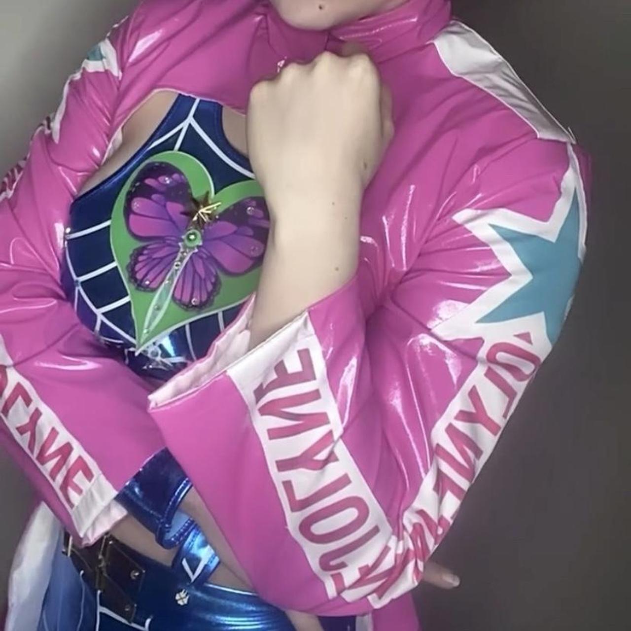 pink jolyne cujoh jacket cuts off below the hips... - Depop