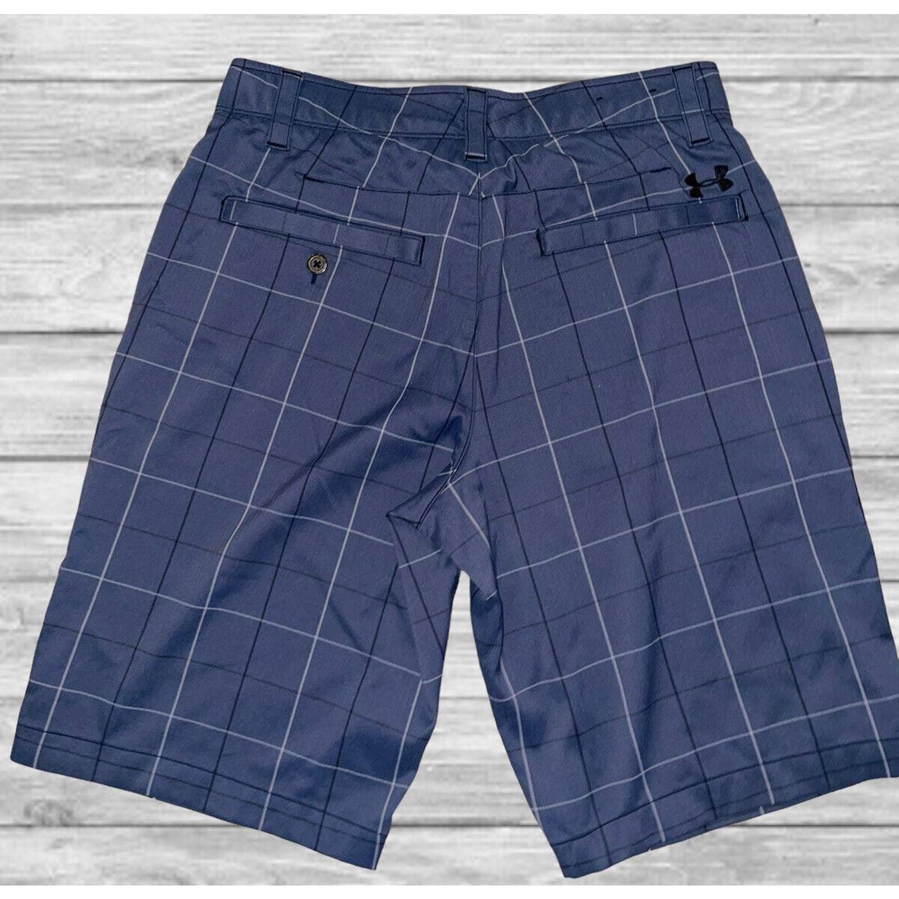 Under Armour Golf Shorts Navy Blue Plaid Flat Front... - Depop