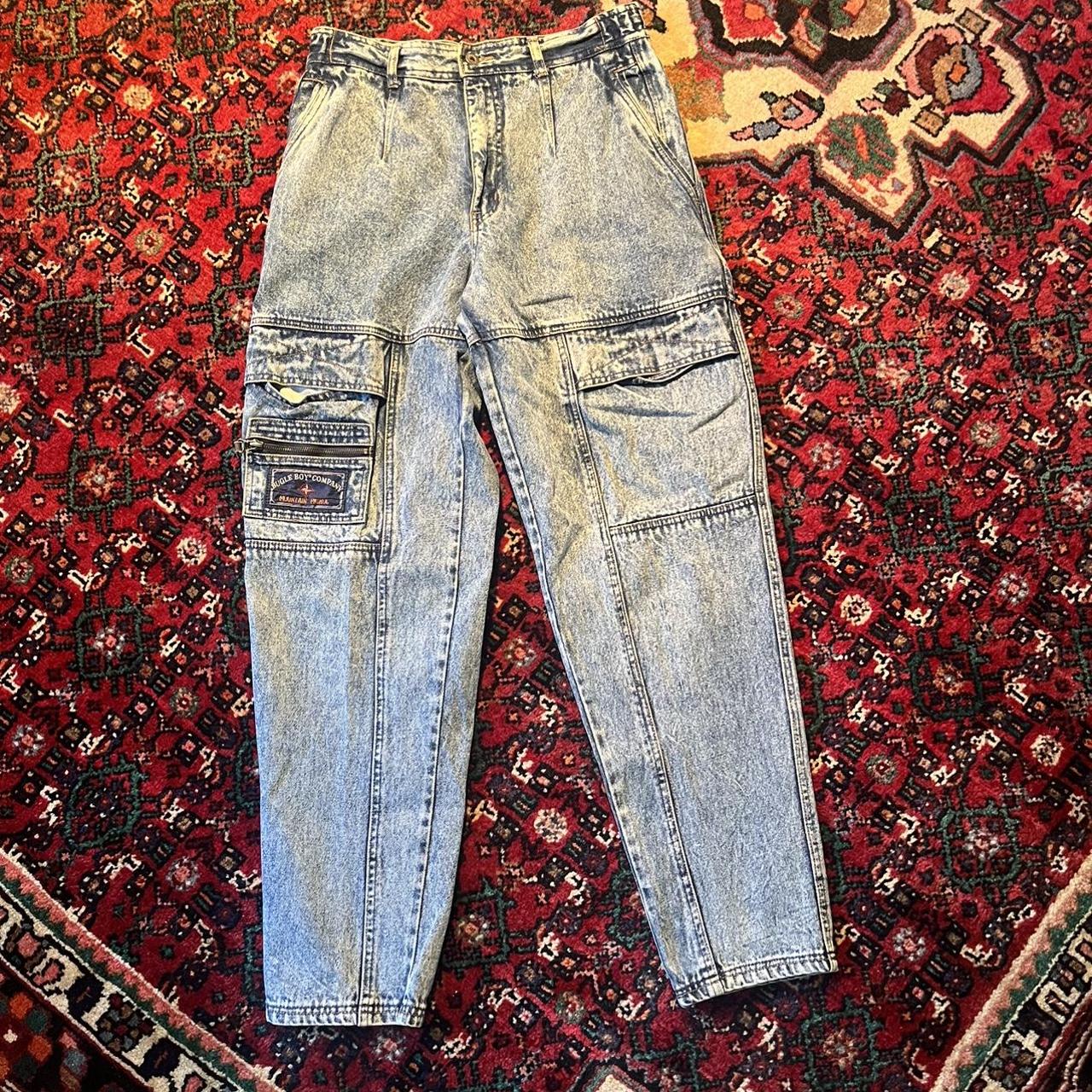 Bugle Boy Men's White and Navy Jeans | Depop