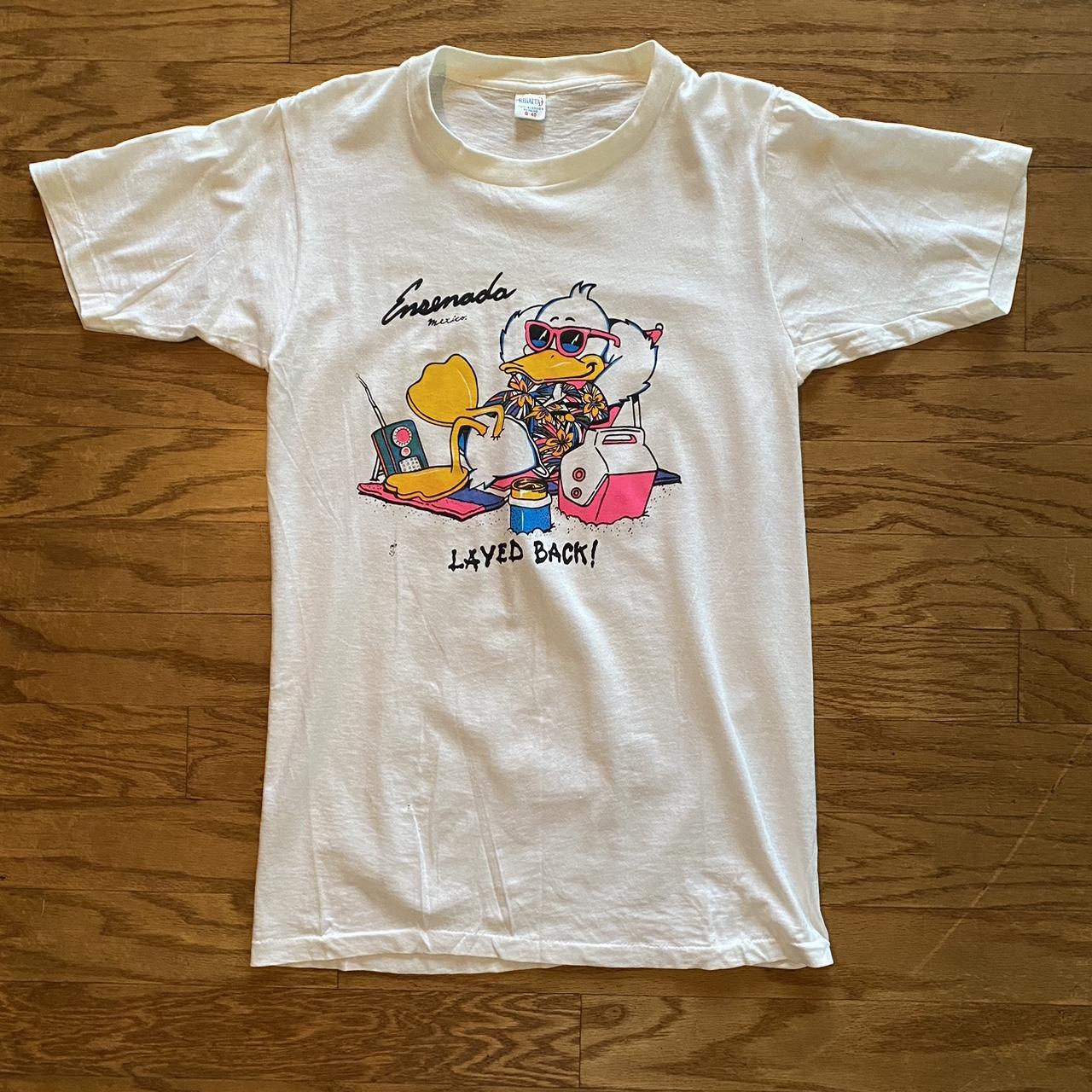 Vintage 80s Layed Back Duck Mexico Tourist Tee Size... - Depop