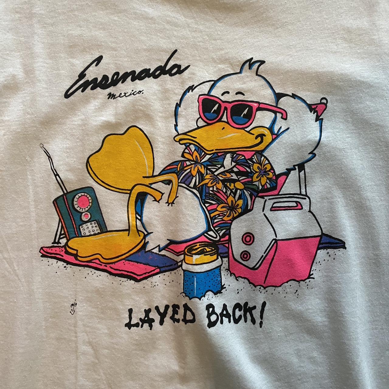 Vintage 80s Layed Back Duck Mexico Tourist Tee Size... - Depop