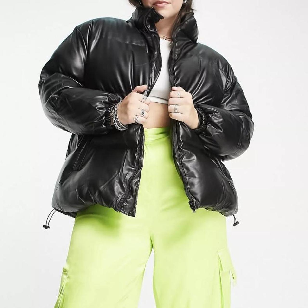 Black Pu Puffer jacket ASOS Never worn, bought... - Depop