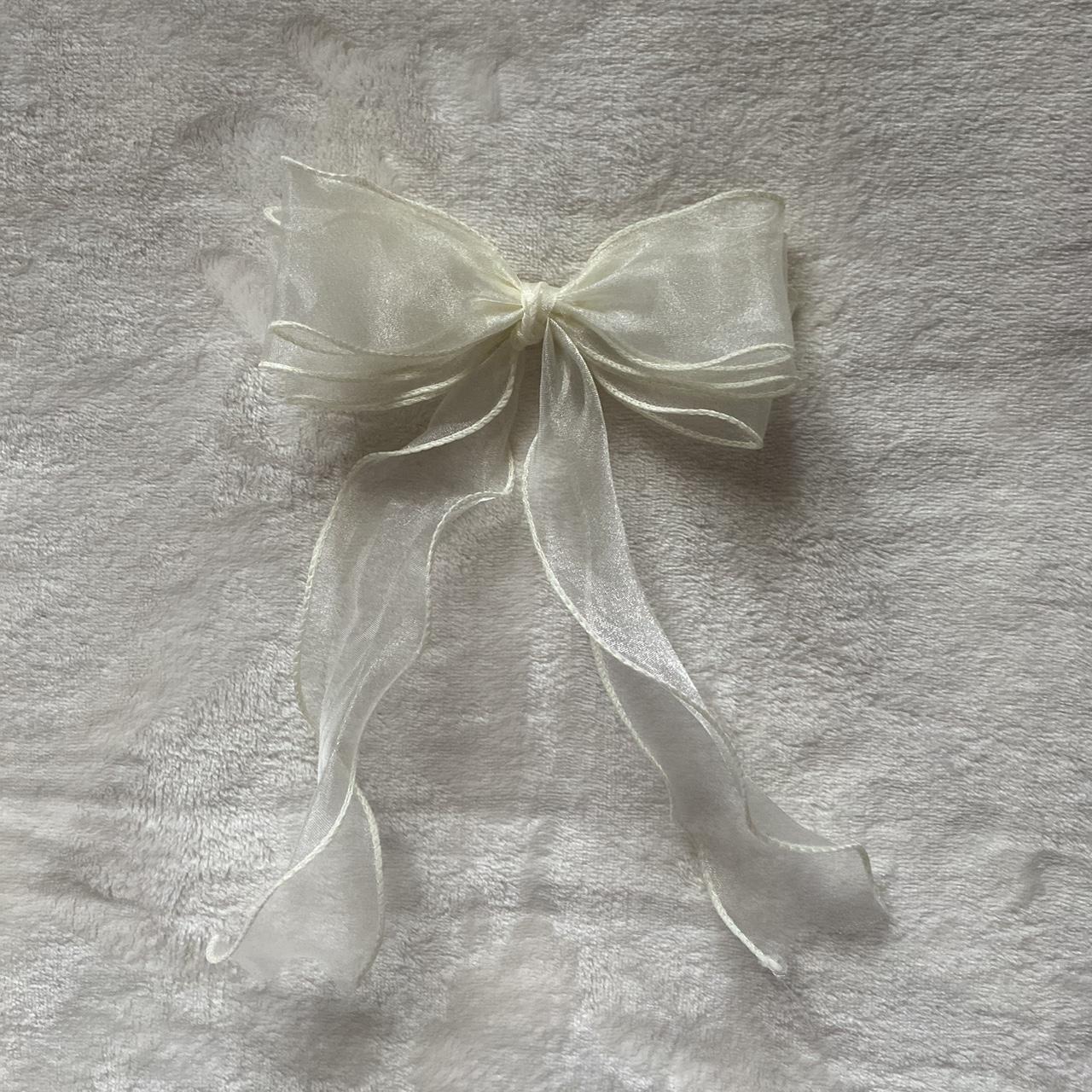 NEW, UNUSED urban large white cream ribbon bow clip... - Depop