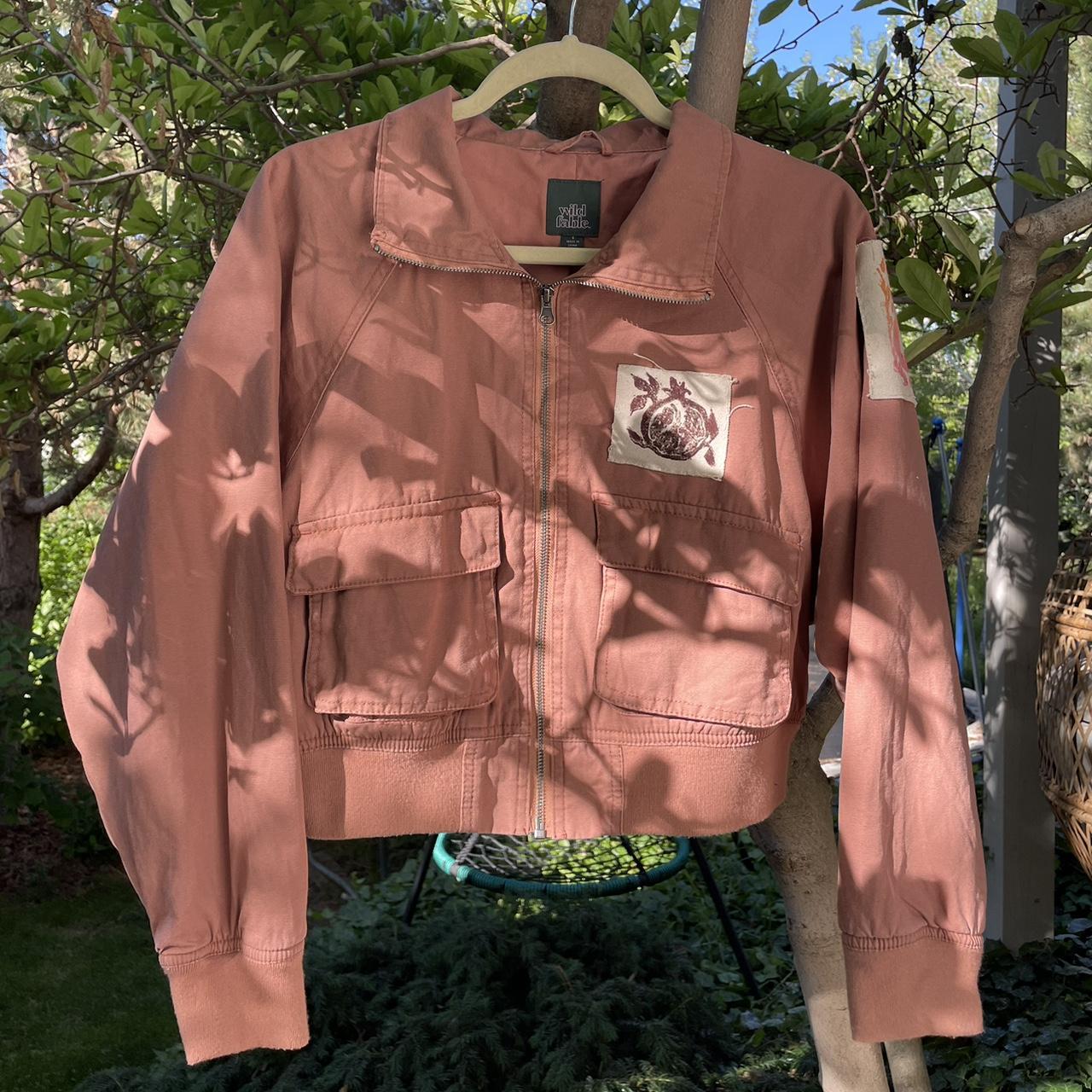 pink wild fable cropped utility jacket w sewn-on... - Depop