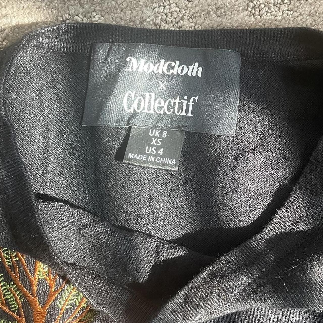 modcloth x collectif embroidered fox and tree black... - Depop