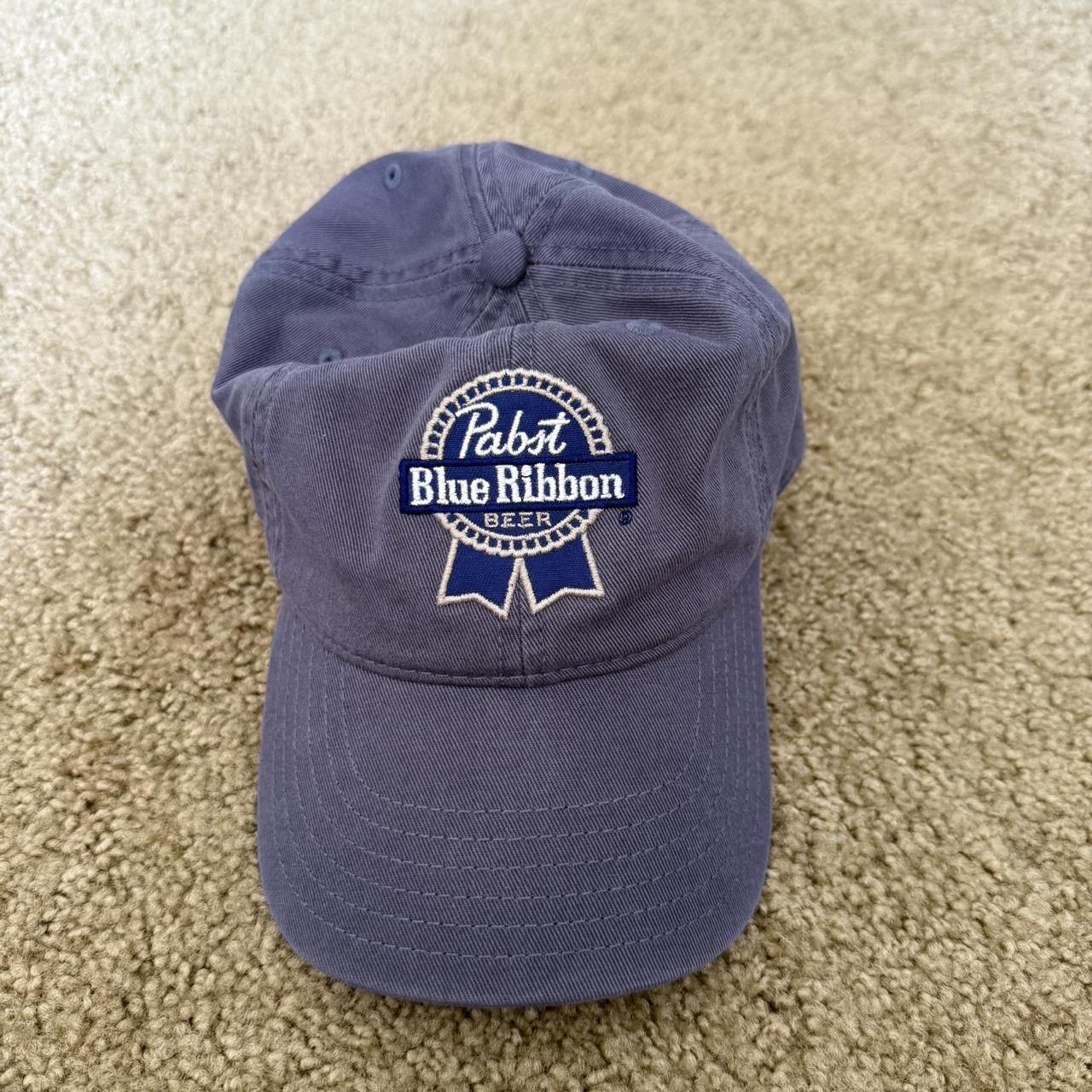 Navy Pabst Blue Ribbon baseball cap with adjustable... | Depop
