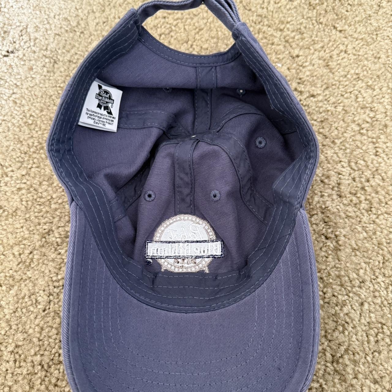Navy Pabst Blue Ribbon baseball cap with adjustable... | Depop
