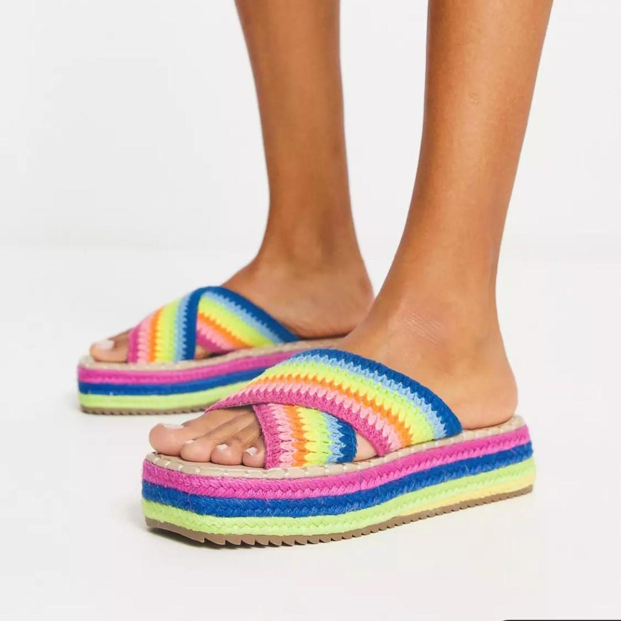 Asos design rainbow woven platform sandals, perfect... - Depop