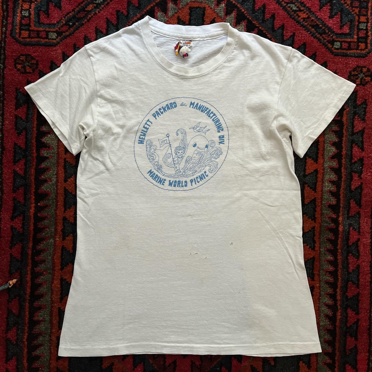 70s Hewlett-Packard shirt Sz M 18ptp 26 Length... - Depop
