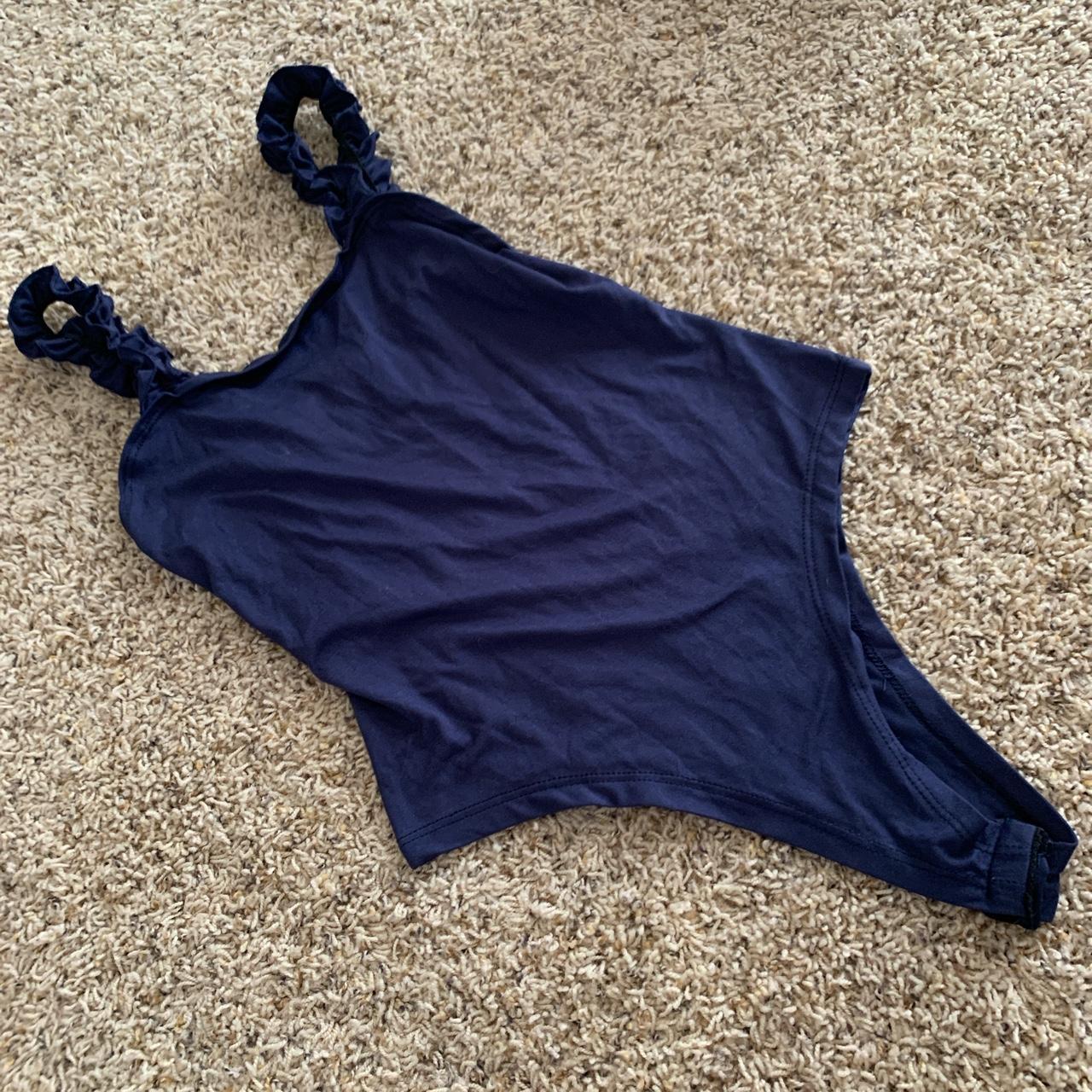 Small navy blue bodysuit / leotard with snap crotch.... - Depop