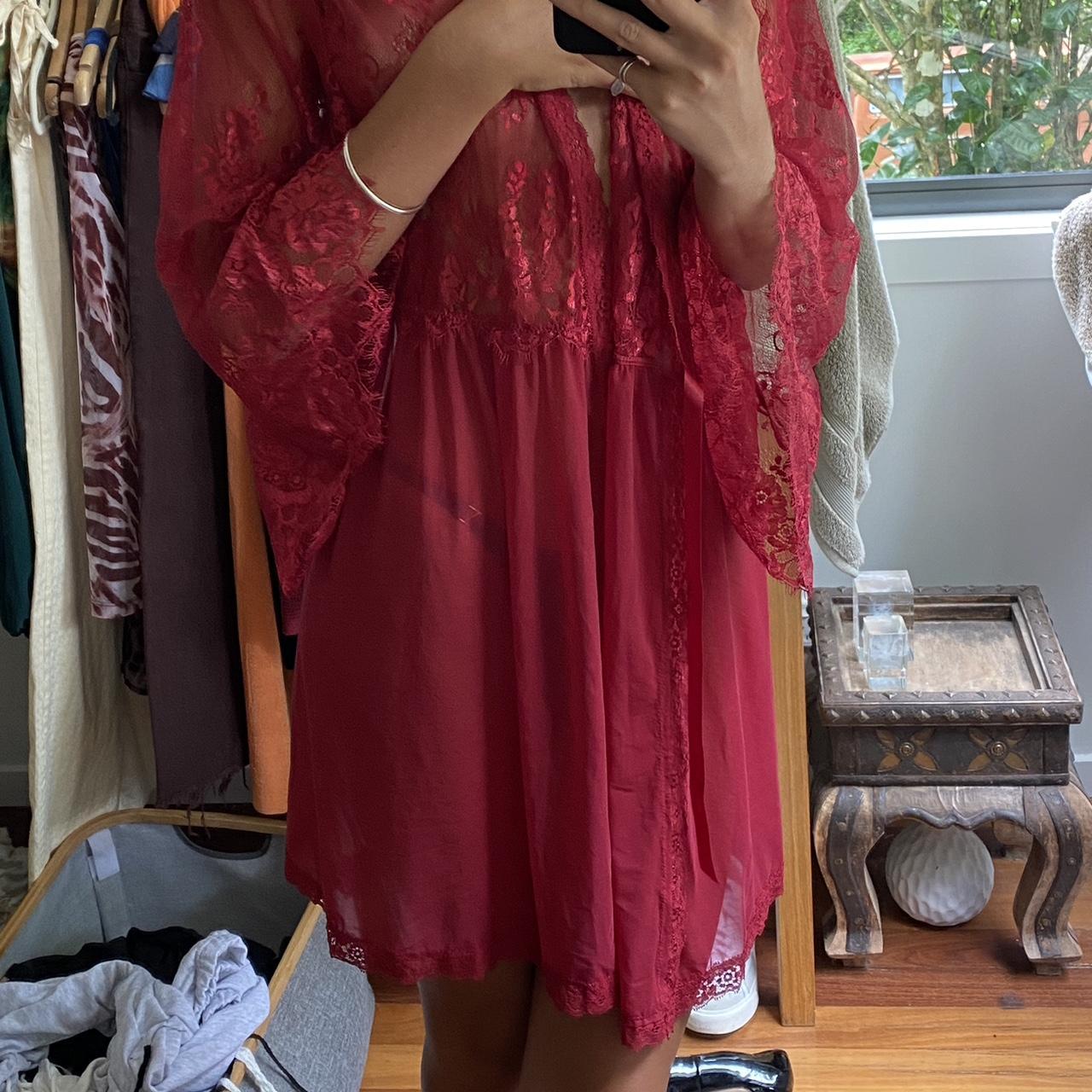 red lace/sheer sexy night gown - Depop