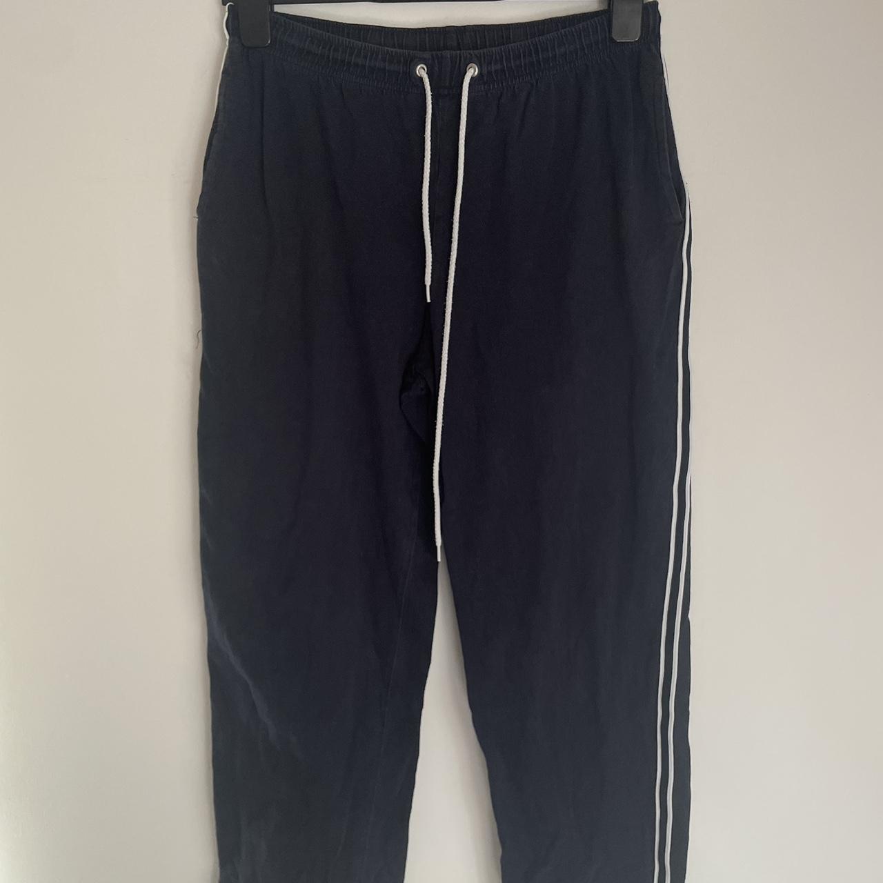 💙 dark navy straight leg joggers ~ side stripe... - Depop