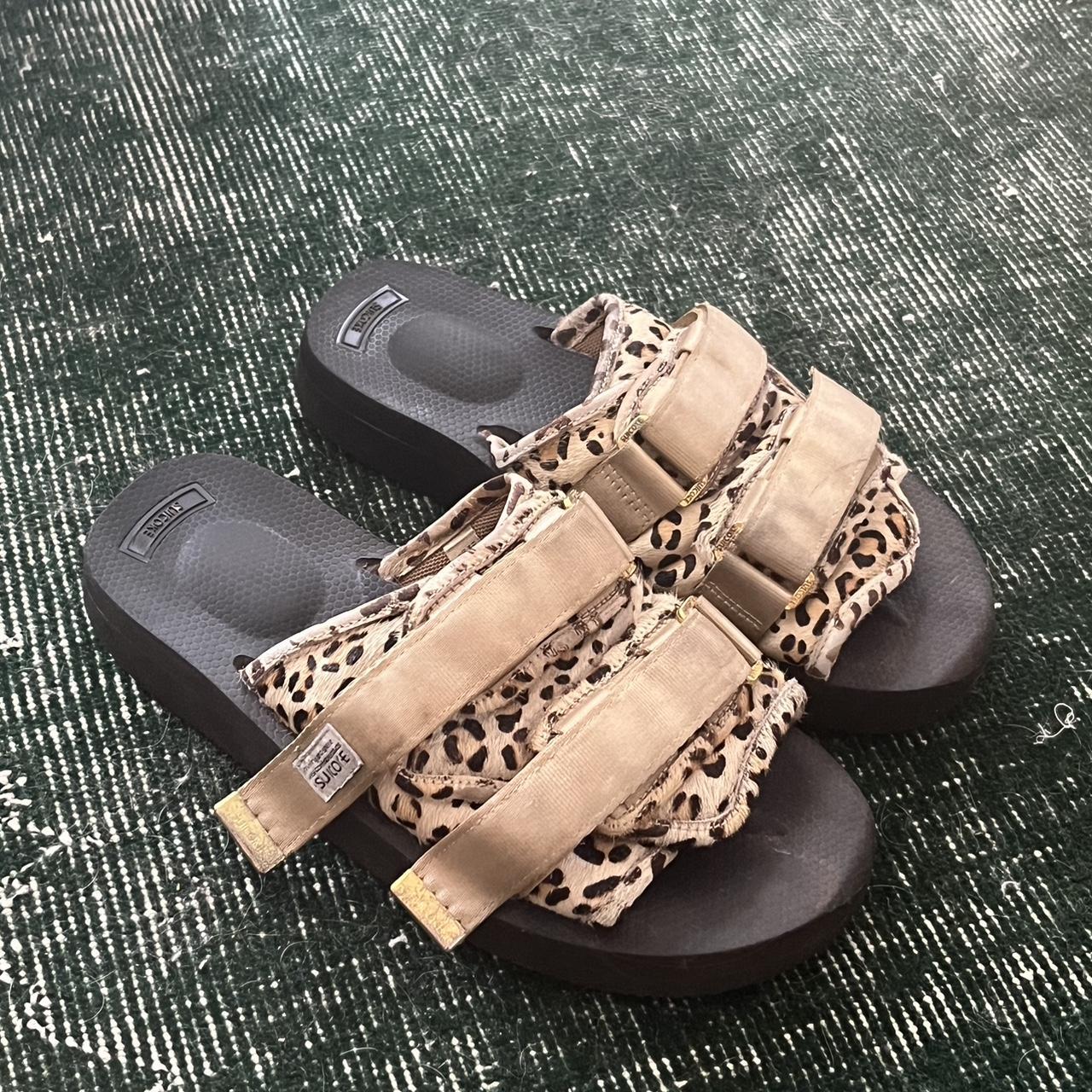Leopard slides, love love love these. A little beat... - Depop