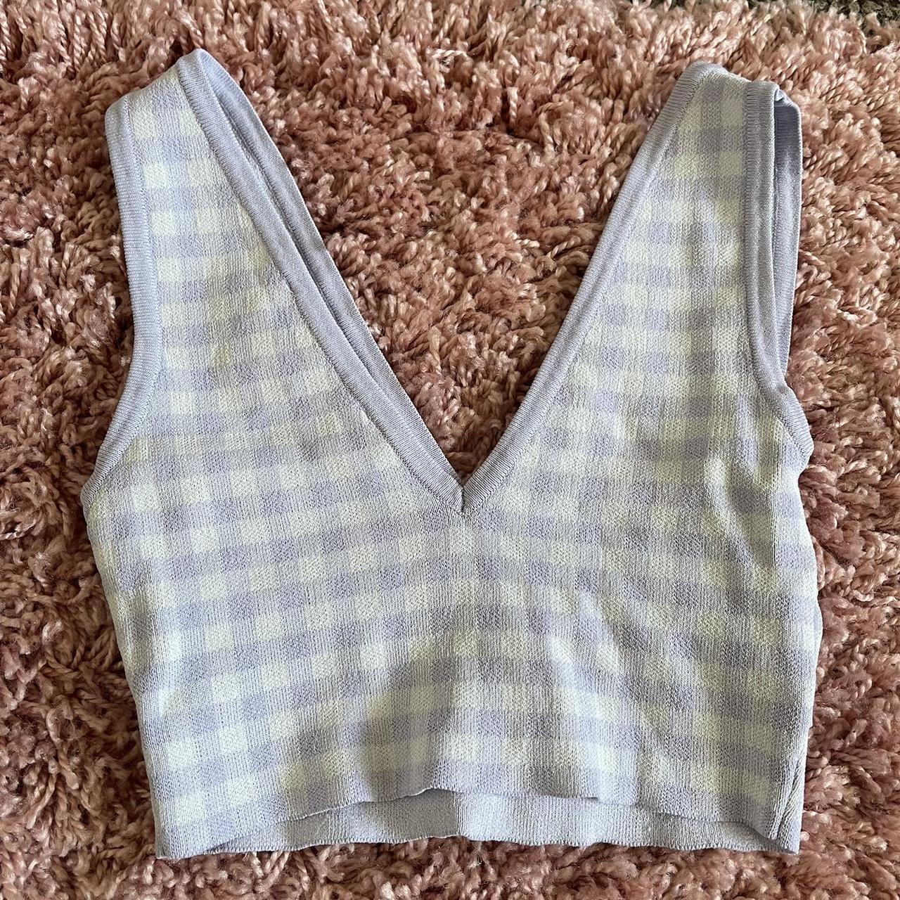 Zara purple and white pastel crop top. Only worn... - Depop