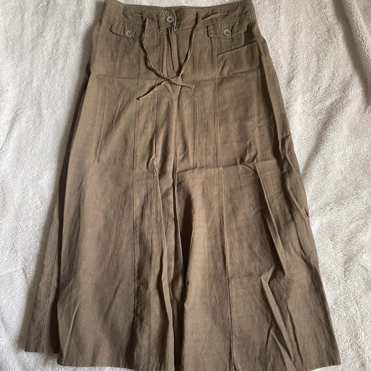 Stunning vintage Y2K boho brown linen maxi skirt... - Depop