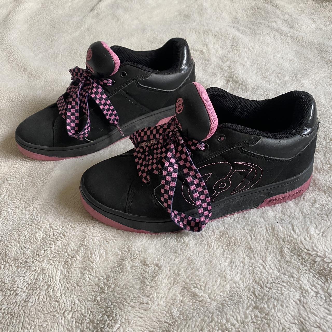 Stunning vintage Y2K black and pink heelys trainers... - Depop