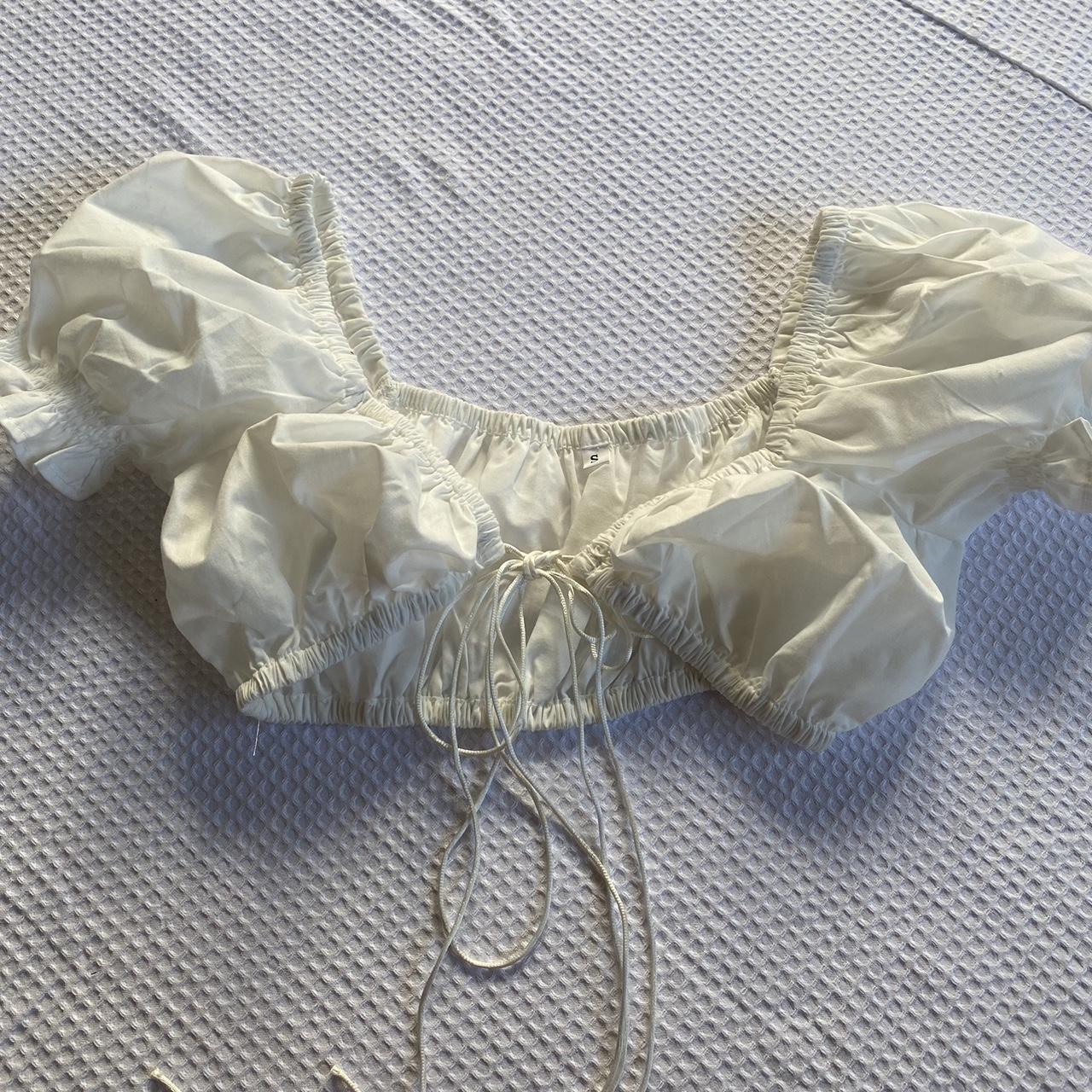Cute little white top Never worn Size small Message... - Depop