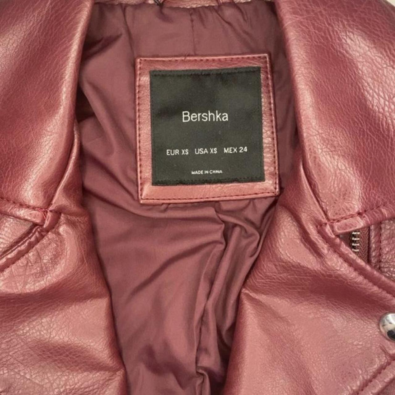 Bershka wine red leather jacket Worn no more that... - Depop