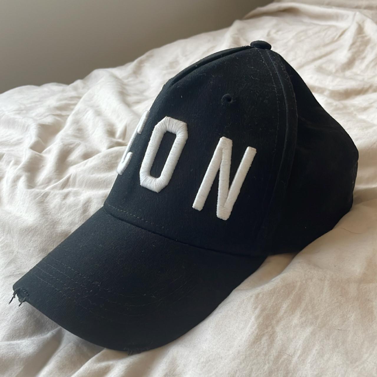 Dsquared 2 Black and white icon logo baseball cap... - Depop