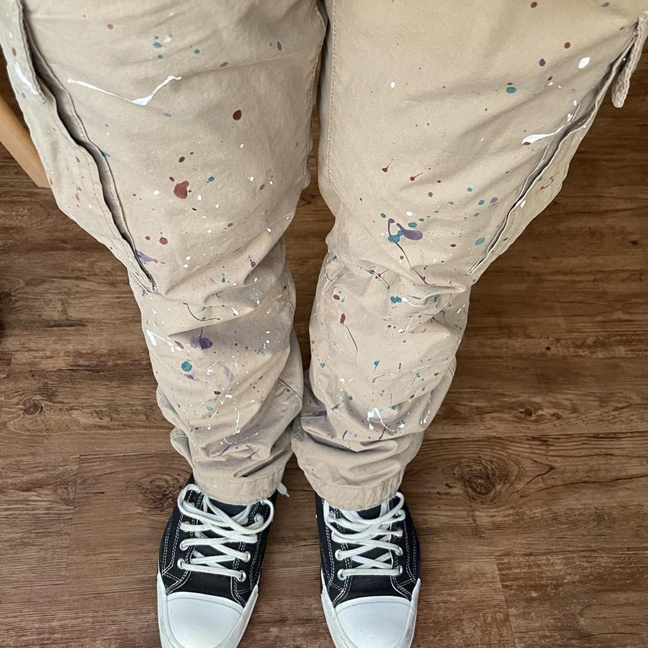 Vintage Paint Splatter Carpenter painter Khaki Cargo... - Depop
