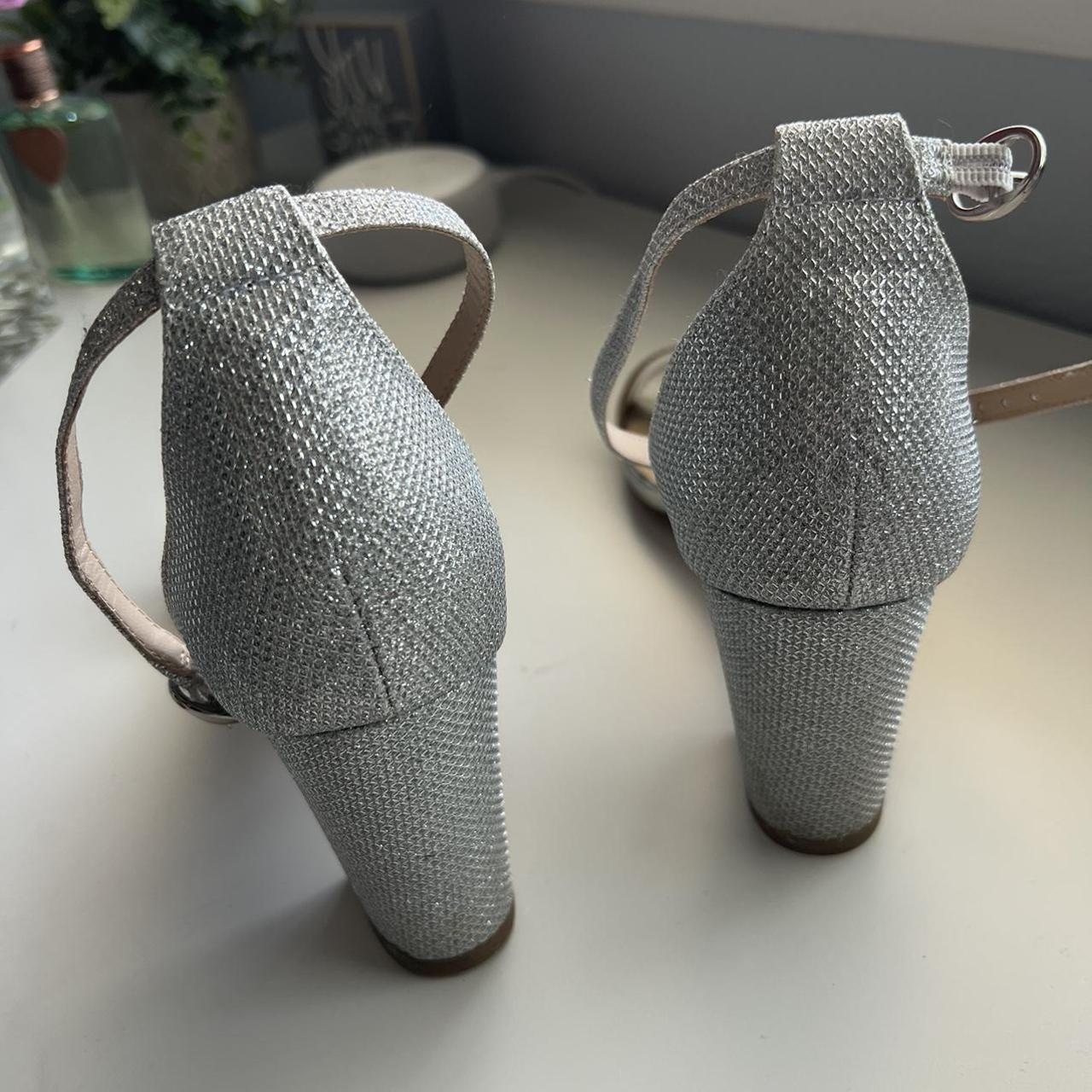 sparkle silver heels worn once for prom 3 inch heels - Depop