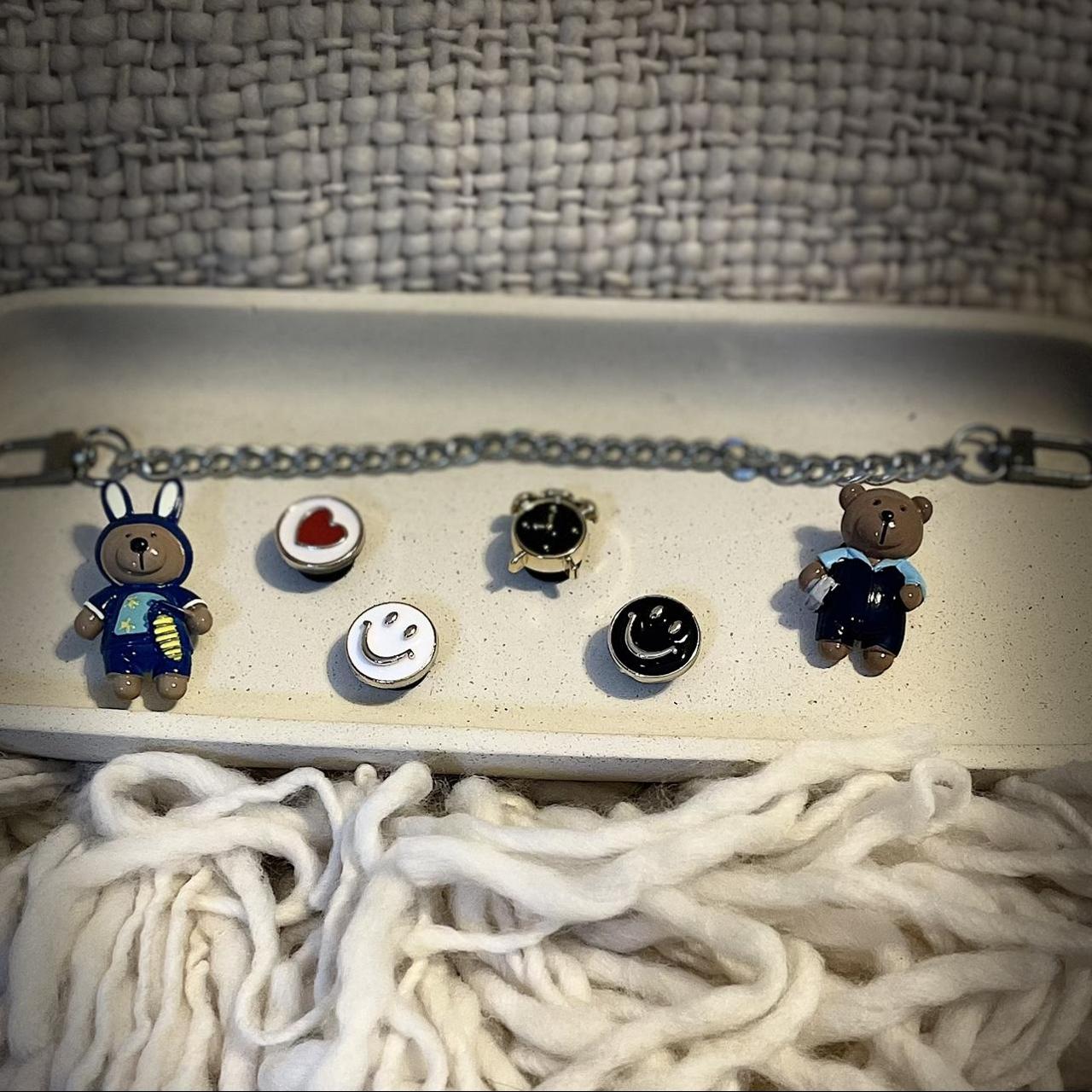 Resign teddy bear and chain crocs charms jibbitz... - Depop