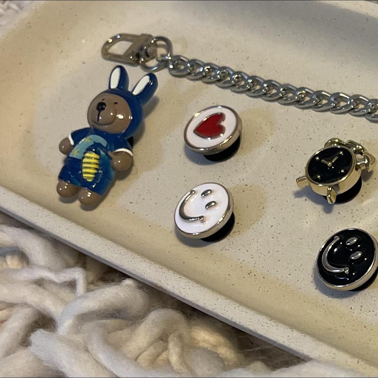 Resign teddy bear and chain crocs charms jibbitz... - Depop