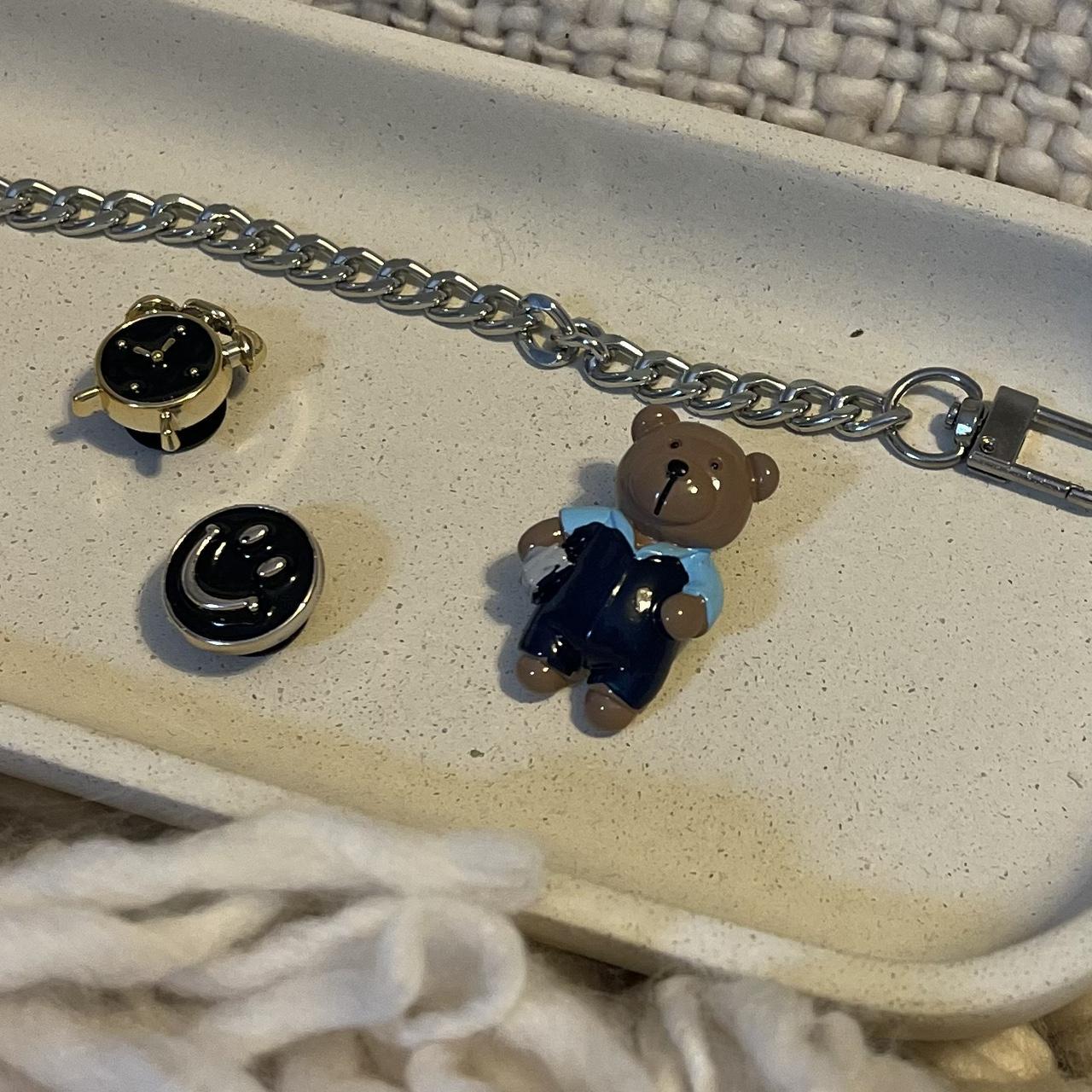 Resign teddy bear and chain crocs charms jibbitz... - Depop