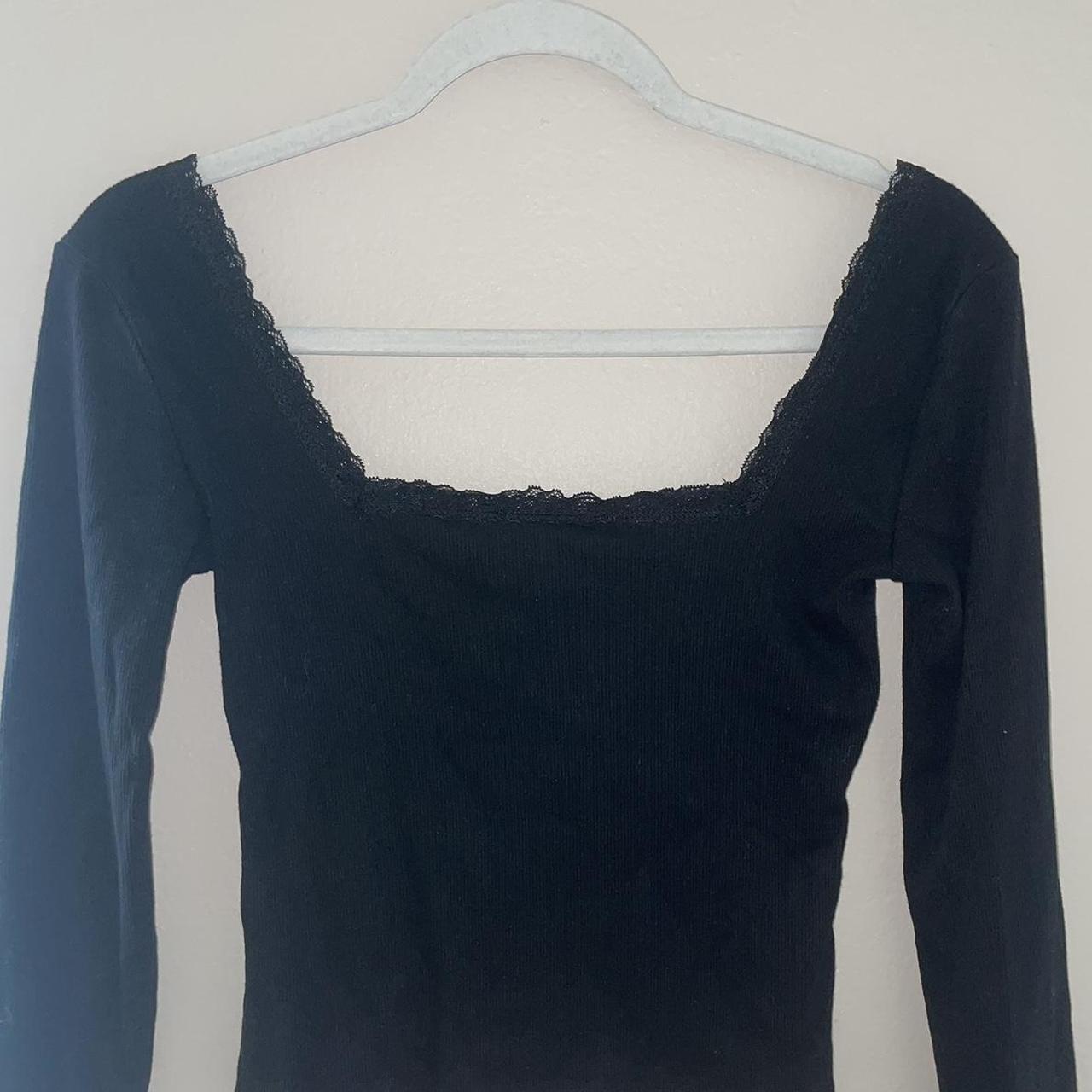 super cute coquette black lace longsleeve top. it... - Depop